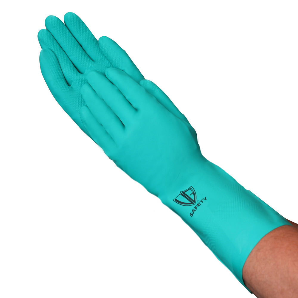 15 Mil Green Nitrile Unlined Gloves for Heavy Duty Use
